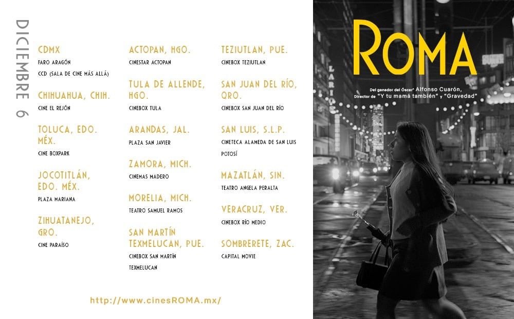 Revelan fechas de estreno de ‘Roma’ | Entertainment SG